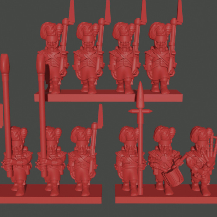 3D Printable 6-15mm Highlander Battalion NAP-GB-5 by Turner Miniatures