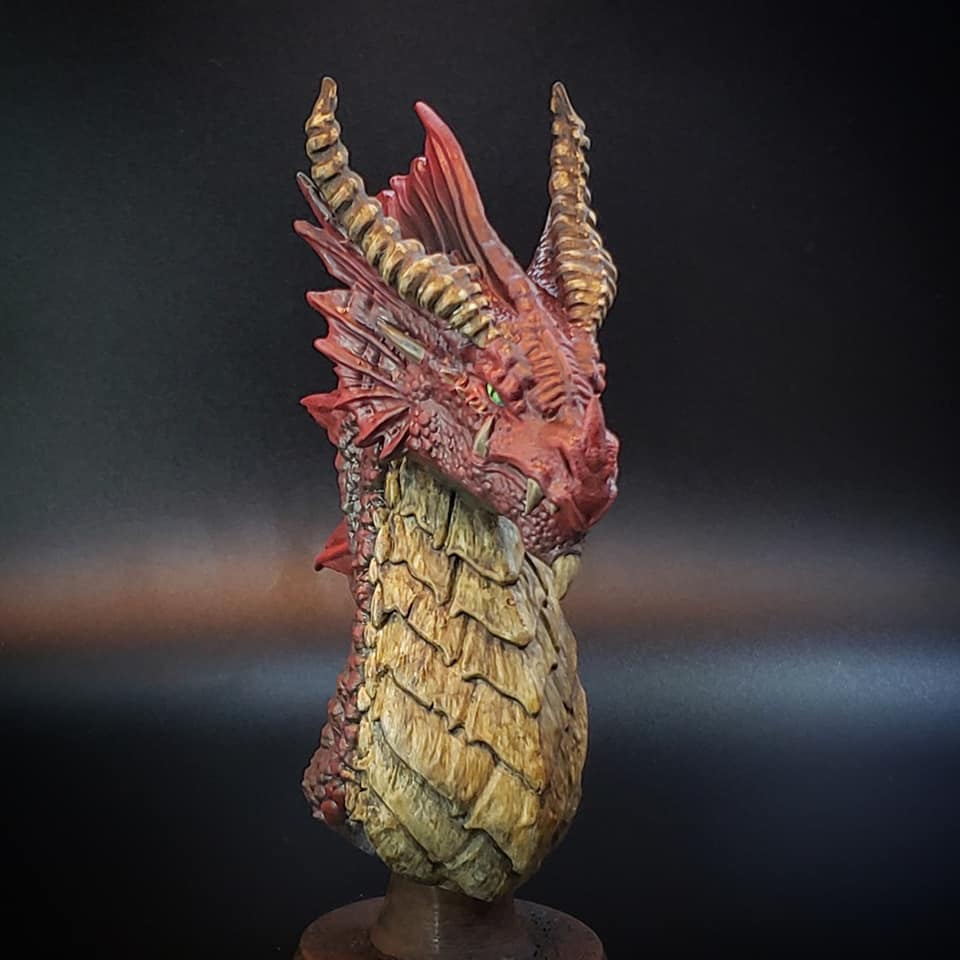 3D Printable Red Dragon Bust (Pre-Supported) by Fotis Mint Studios
