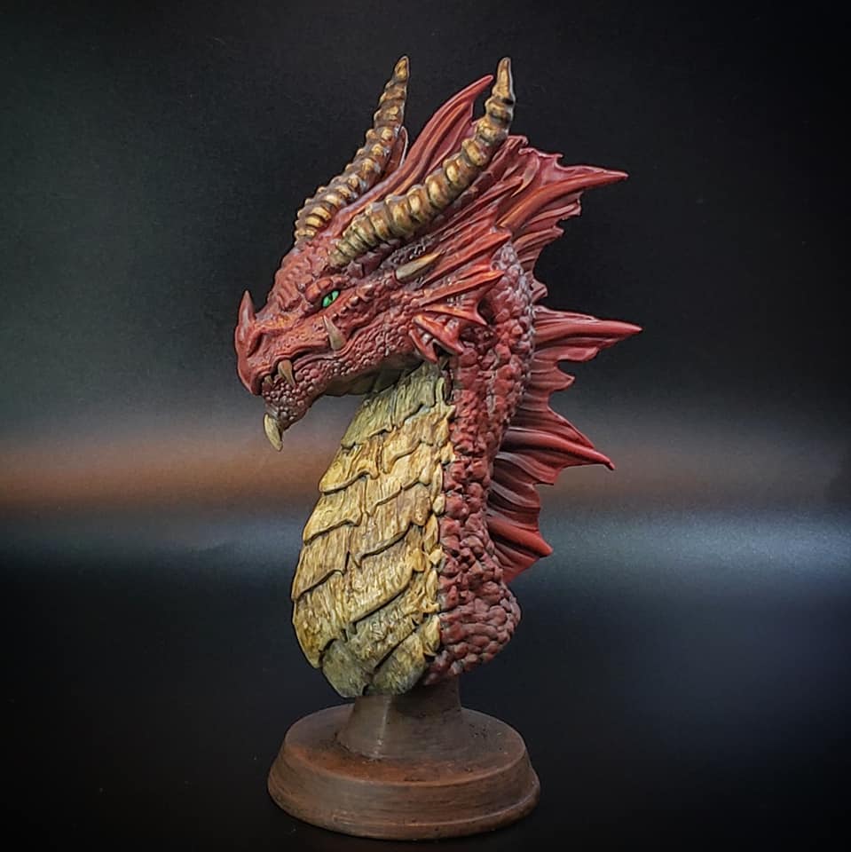 3D Printable Red Dragon Bust (Pre-Supported) by Fotis Mint Studios