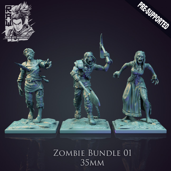 3D Printable Zombie Bundle 01 by Ronin Arts Workshop