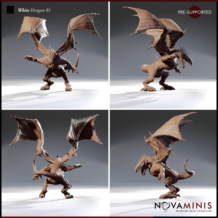 3D Printable White Dragon 01 by NovaMinis