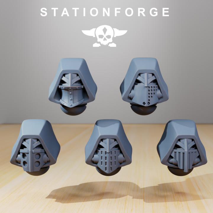 3D Printable Armored Knight Heads V.2 by Station Forge