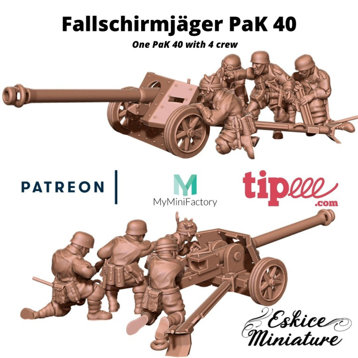 3D Printable PaK 40 Fallschirmjäger - 28mm for wargame by Eskice ...