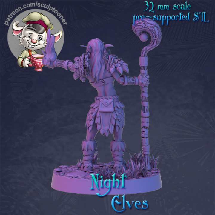 3D Printable Druid Night Elf female calm posed - 32mm scale printable ...