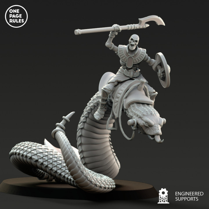 3D Printable Snake Riders - Mummified Undead by One Page Rules