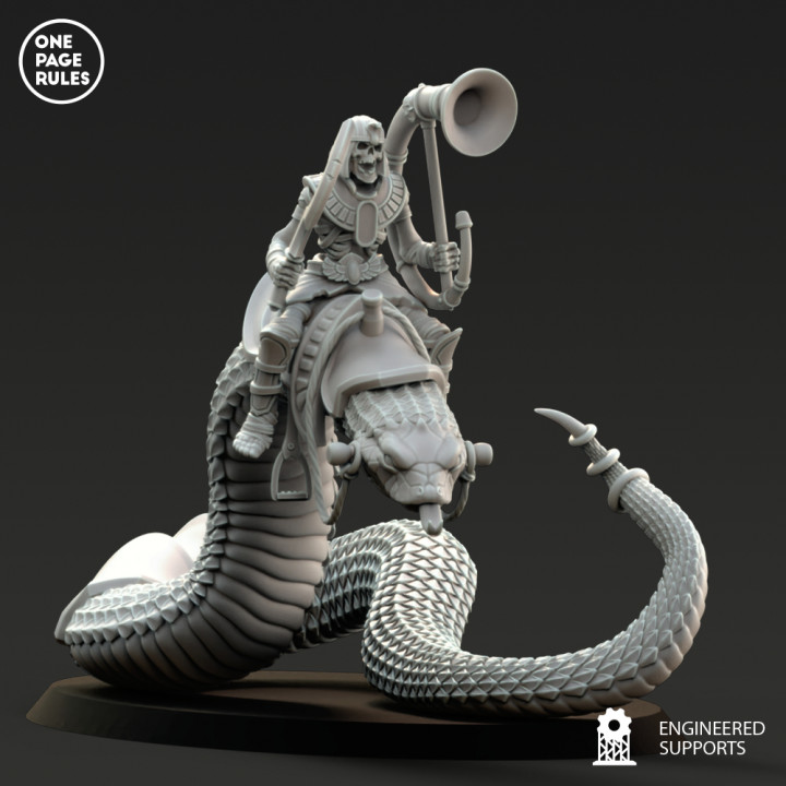 3D Printable Snake Riders - Mummified Undead by One Page Rules