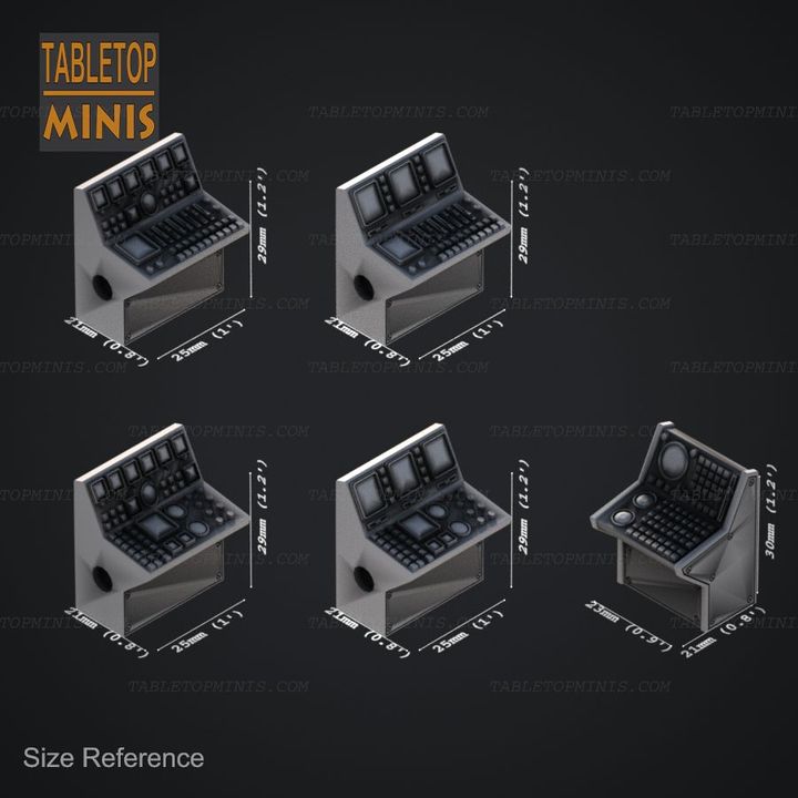 3D Printable Retro Sci Fi Control Terminals by TableTopMinis