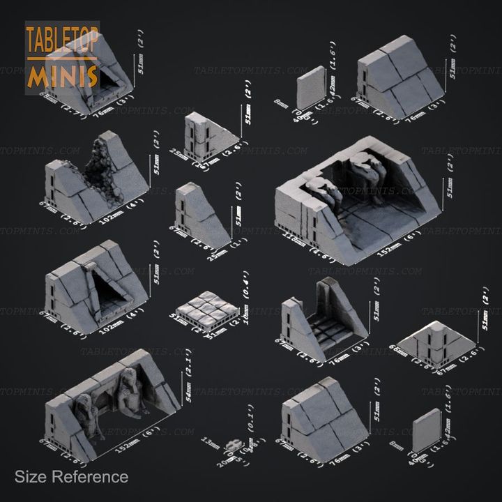 3D Printable Egyptian Pyramid Walls by TableTopMinis