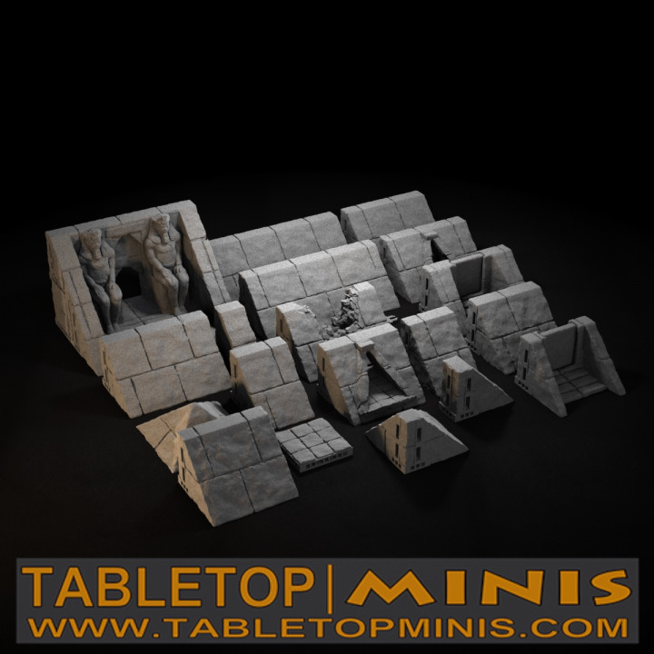 3D Printable Egyptian Pyramid Walls by TableTopMinis