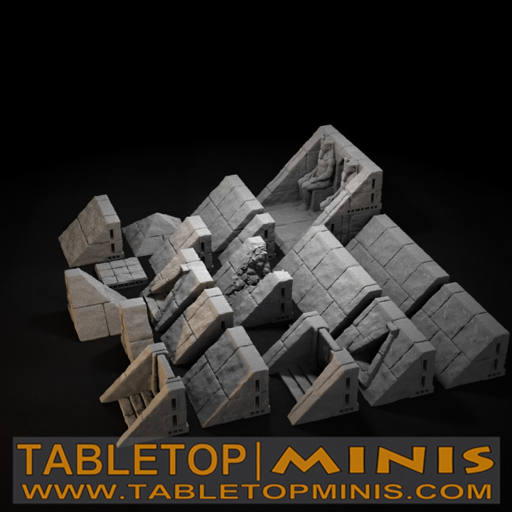 3D Printable Egyptian Pyramid Walls by TableTopMinis