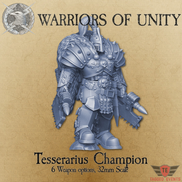 3D Printable Warriors of Unity - Tesserarius Champion by Tagged Events