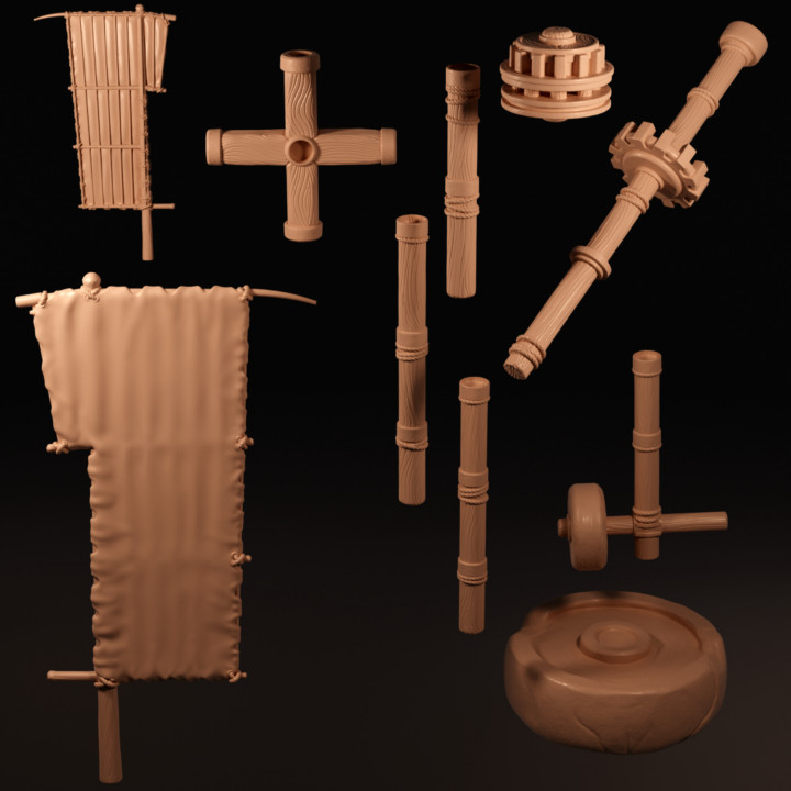 3D Printable Windmill Tiles and Fins - a Scenery Terrain by Making Tlon