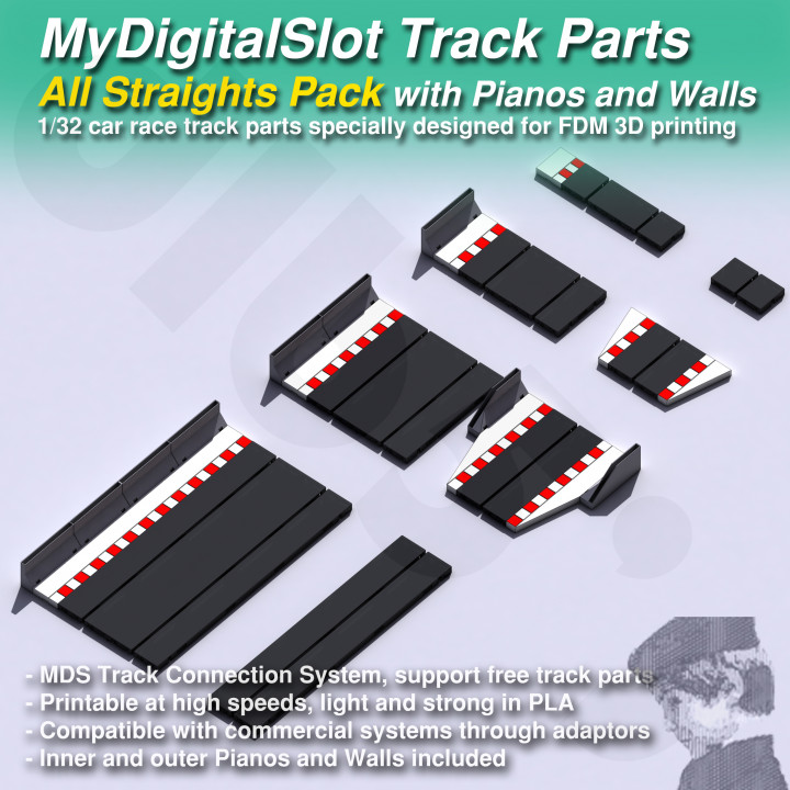 3D Printable MyDigitalSlot All Straights Pack, 3D printed DIY track ...