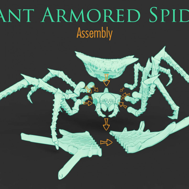 3D Printable Giant Armored Spider by Grinning God