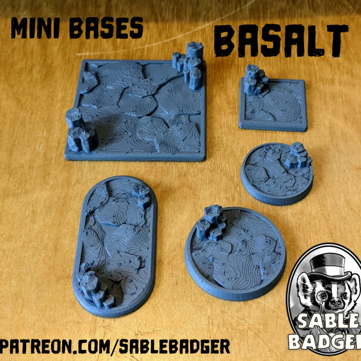 3D Printable Mini Bases - Basalt by brander roullett