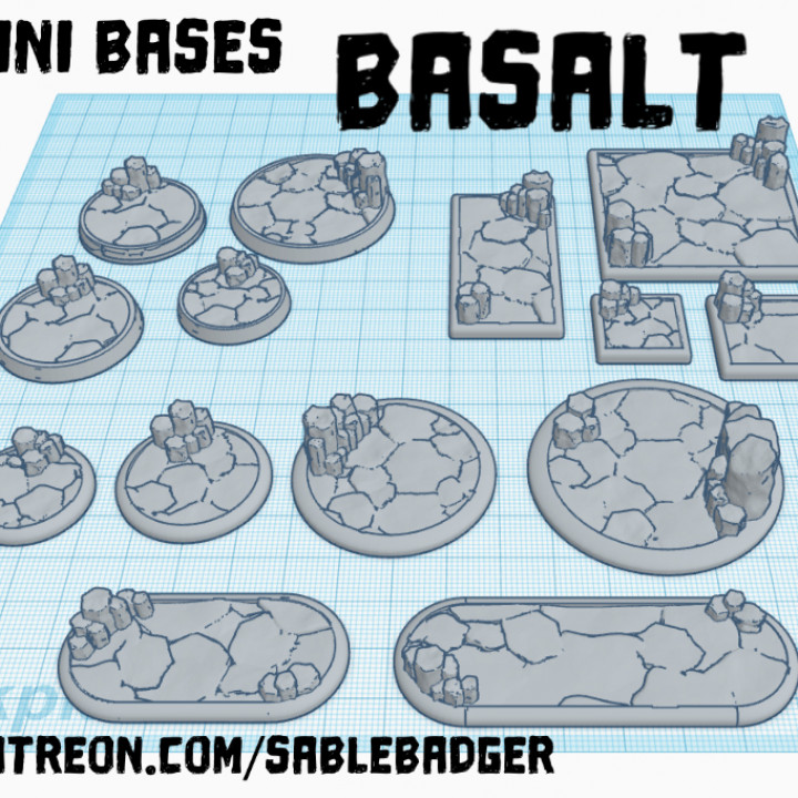3D Printable Mini Bases - Basalt by brander roullett
