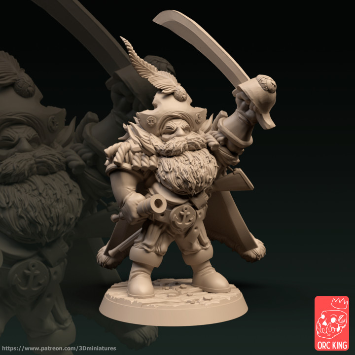 3D Printable Dwarven Ship Captain by Orc King Studio