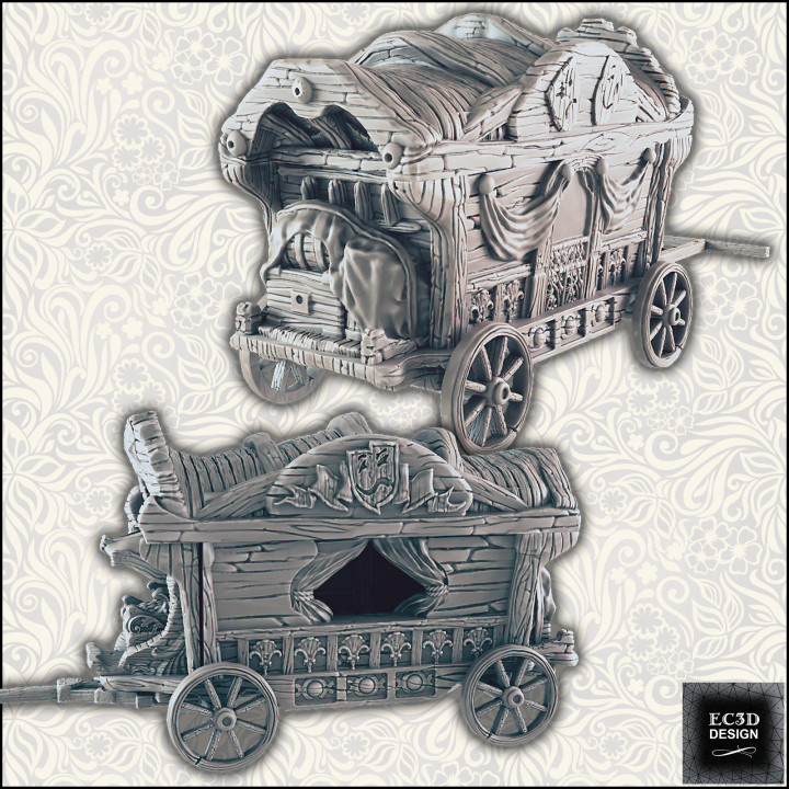 3D Printable Caravan Wagons, Horse, Camp [Support-Free] by Evan Carothers