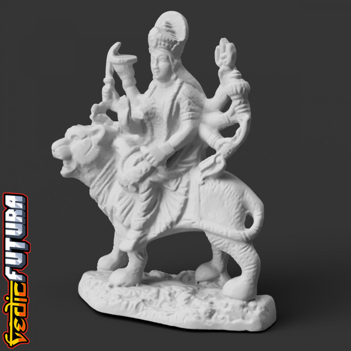 3D Printable Durga on Tiger by VedicFutura