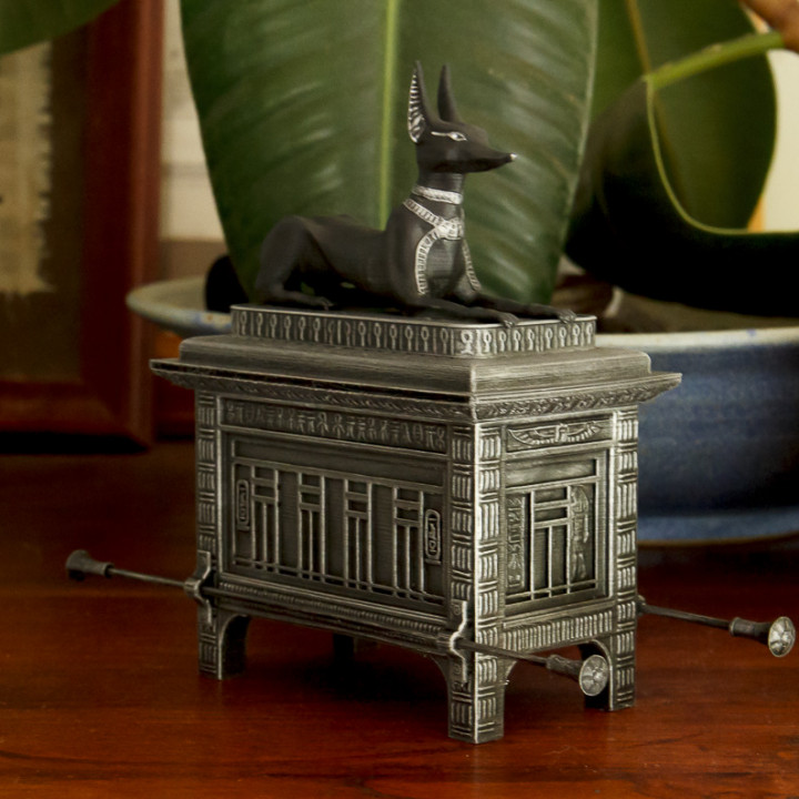 3D Printable Egyptian Anubis themed trinket box with dog statue by ...