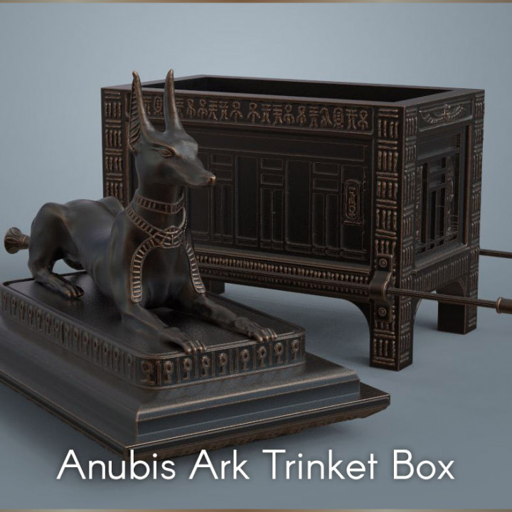 3D Printable Egyptian Anubis themed trinket box with dog statue by ...