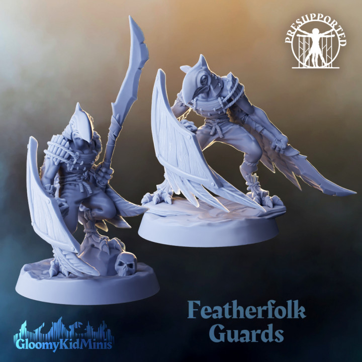 3D Printable Featherfolk Guards by GloomyKidMinis