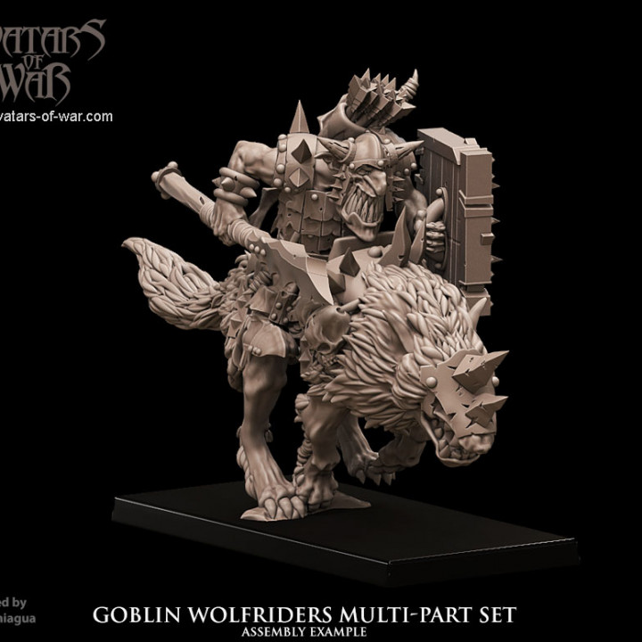 3D Printable Goblin Wolfriders multi-part regiment by Avatars of War