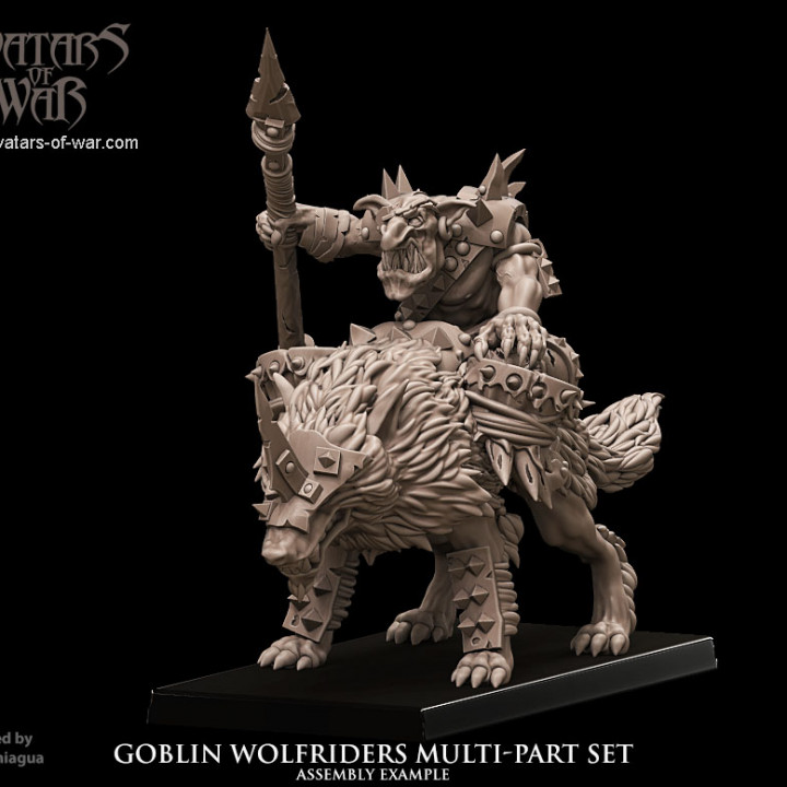 3D Printable Goblin Wolfriders multi-part regiment by Avatars of War