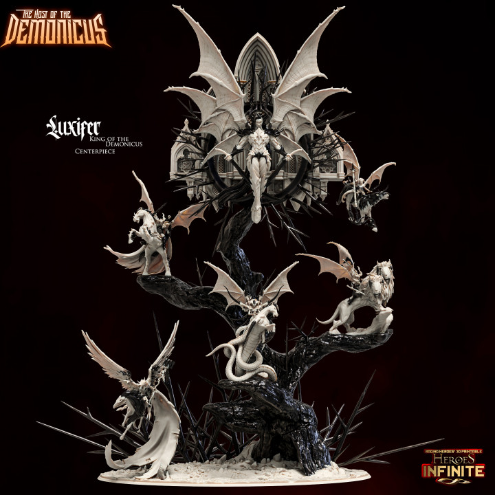 3D Printable Luxifer, King of the Demonicus Centerpiece by Heroes Infinite