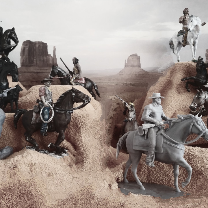 3D Printable Apache Kid Scout on horseback by Rudolf Arendt