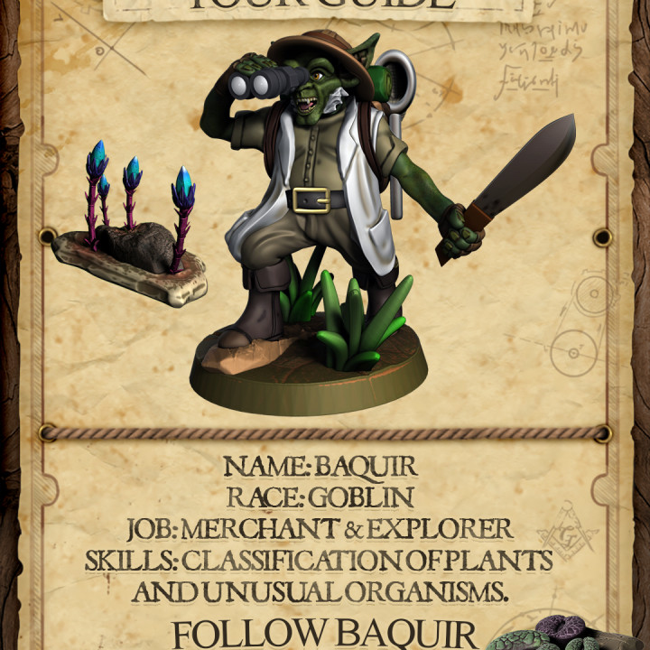 3D Printable Baquir, the Explorer (pre-supported) by Mojibake Collectibles