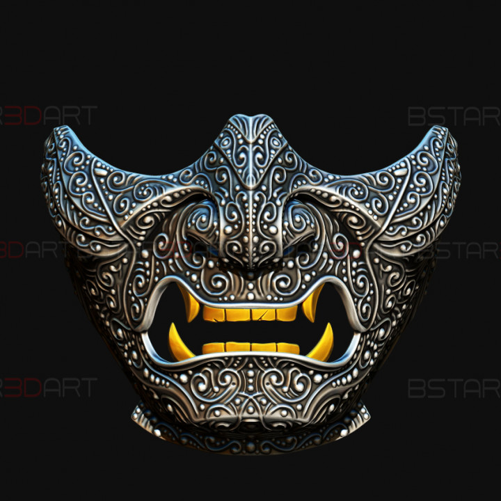 3D Printable Japanese Mask - Ghost Mask Carved by 3DpropsDesigns