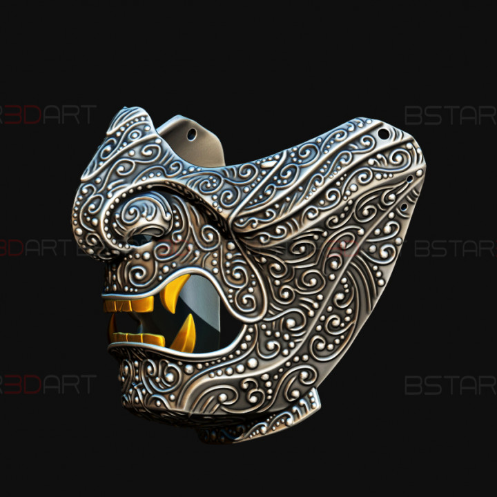 3D Printable Japanese Mask - Ghost Mask Carved by 3DpropsDesigns
