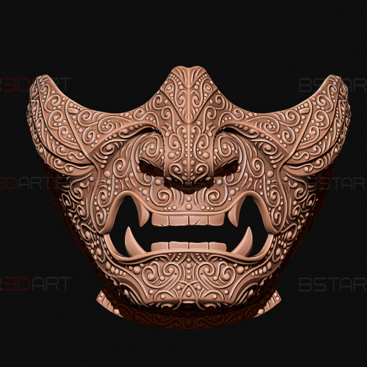 3D Printable Japanese Mask - Ghost Mask Carved by 3DpropsDesigns