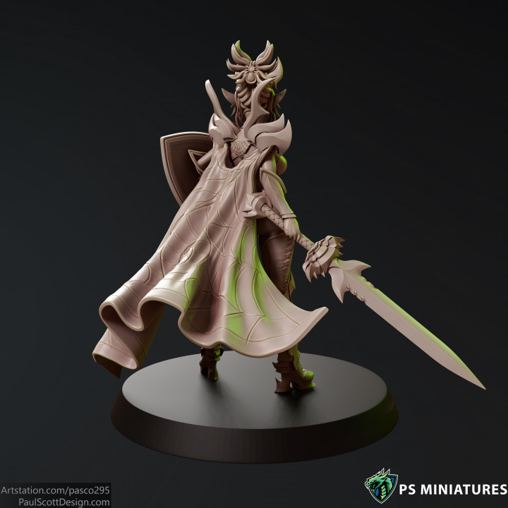 3D Printable Drow Sorceress Elite Pose 1 + Pinup Variant by PSMiniatures