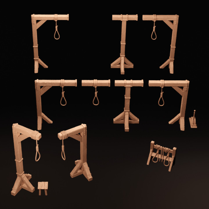 3D Printable Gallows Set with Modular Stage by Making Tlon