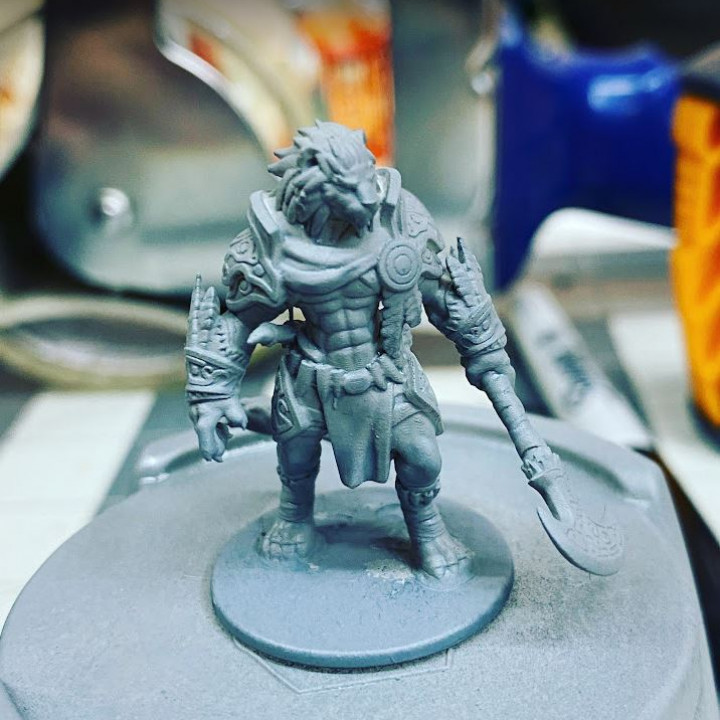 3D Print of Male Leonin Warrior with Glaive (PRESUPPORTED) by Dragons ...