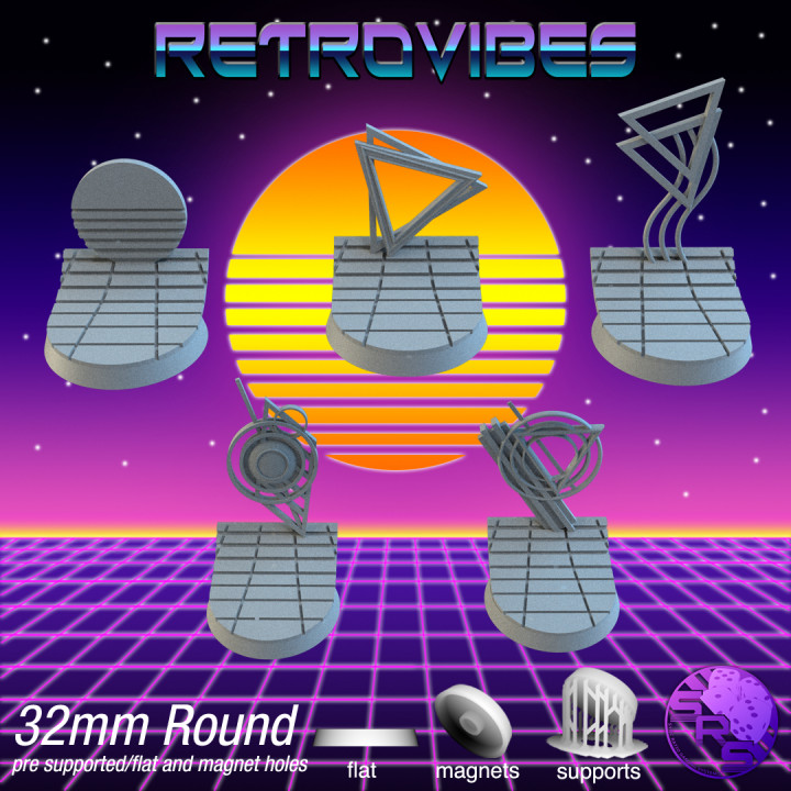 3D Printable Retrowave Bases by SRS Studios
