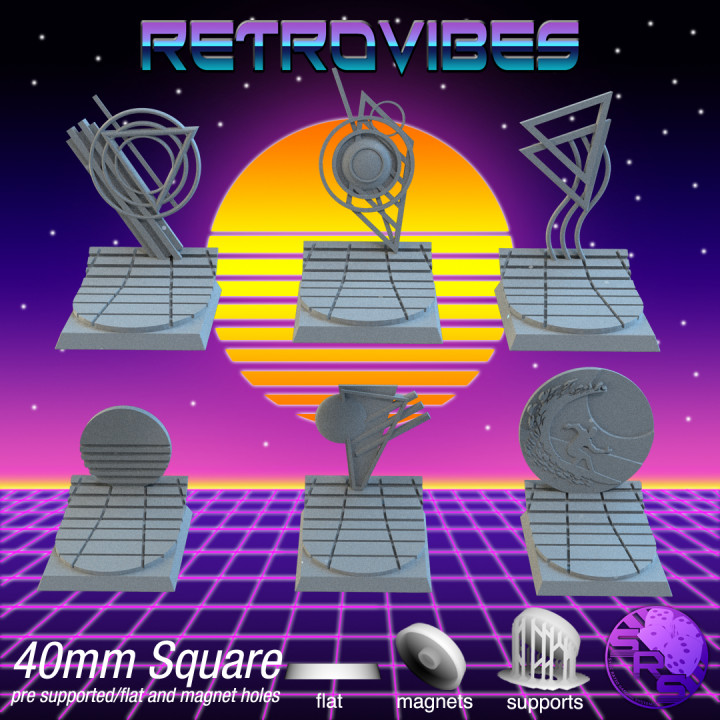 3D Printable Retrowave Bases by SRS Studios