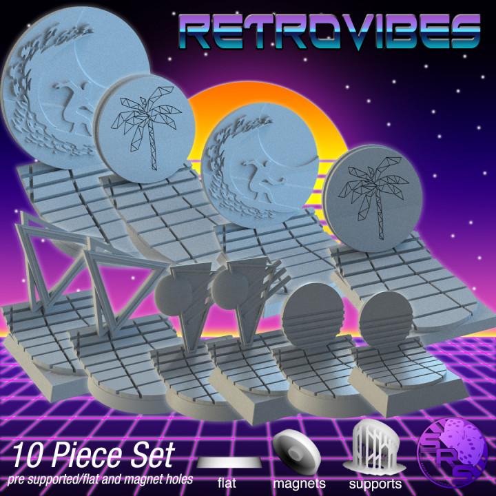 3D Printable Retrowave Bases by SRS Studios