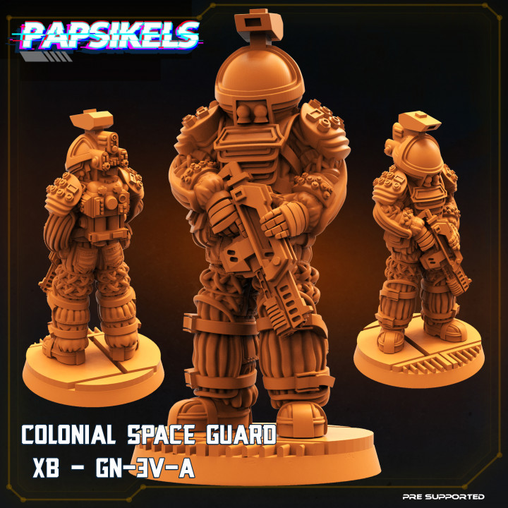 3D Printable COLONIAL SPACE GUARD XB GN 3V A by PAPSIKELS MINIATURES
