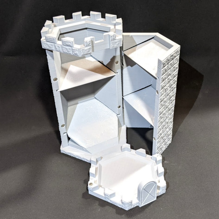 3D Printable Dice Tower Vault - Stone Textured by Pandora's Hobbies