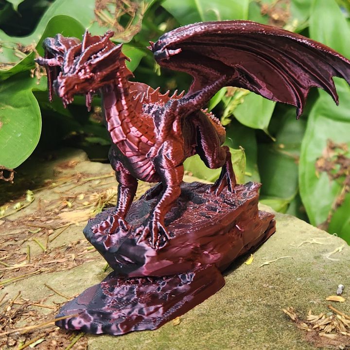 3D Print of Ancient Fire Dragon / Classic Mountain Encounter / Red ...