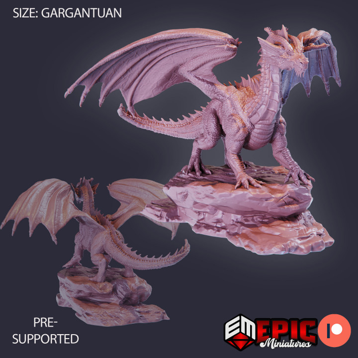3D Printable Fire Dragon Set / Classic Mountain Encounter / Red Flame ...