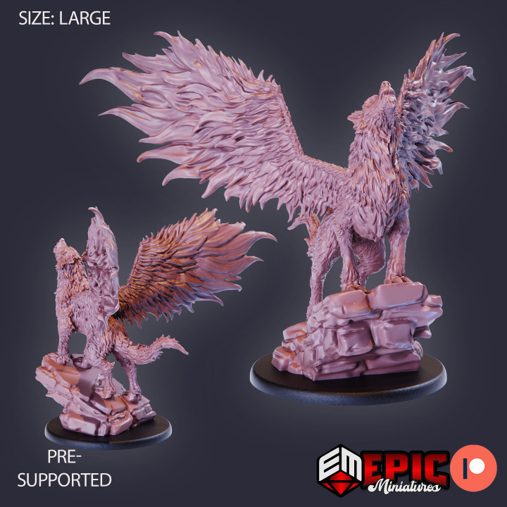 3D Printable Winged Wolf Howling / Dire Sky Wolves / Wild Flying Beast ...