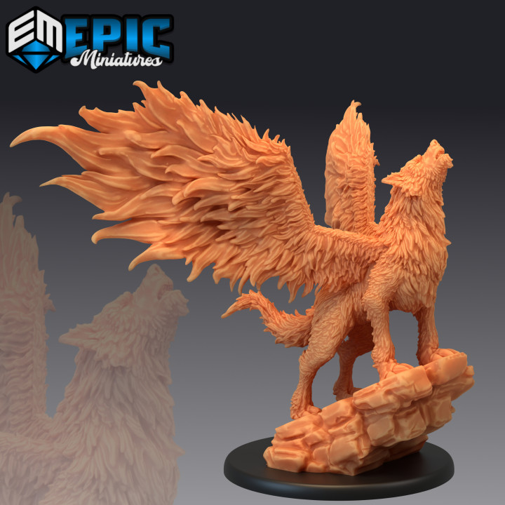 3D Printable Winged Wolf Howling / Dire Sky Wolves / Wild Flying Beast ...