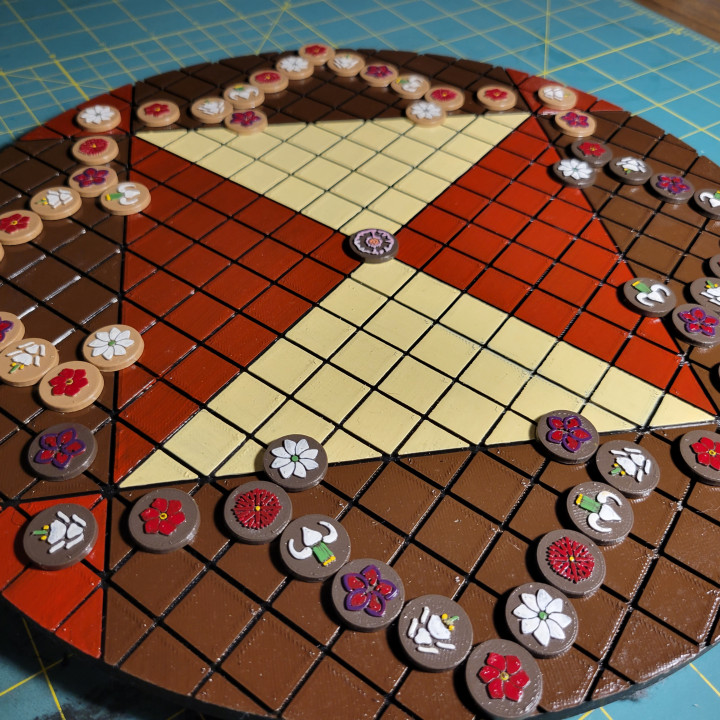 3D Printable Mini Pai Sho Set by Sean Dickens