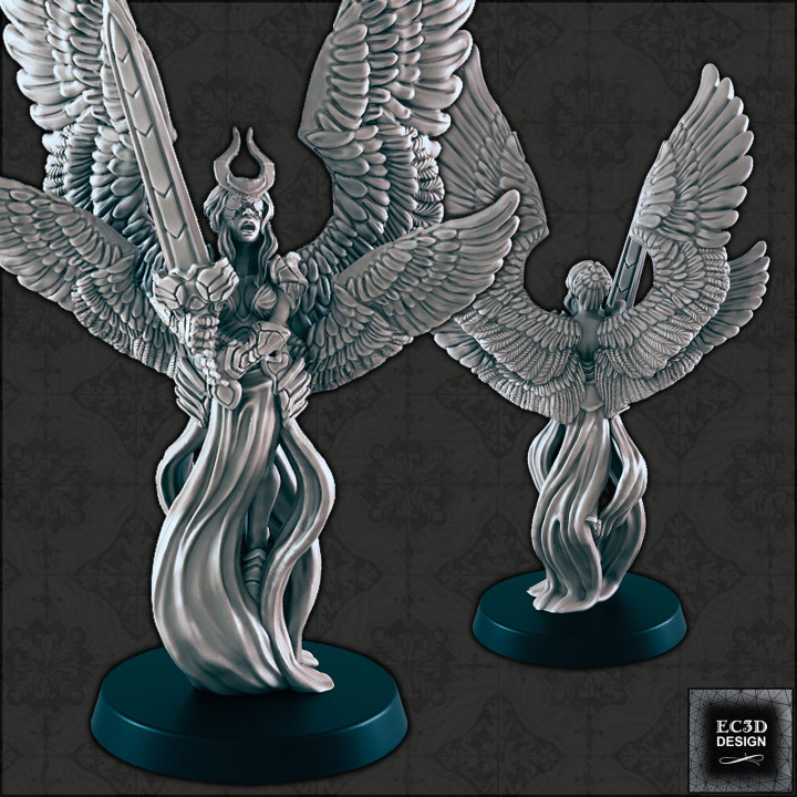3D Printable Chained and Wrathful Angel [Support-Free] by Evan Carothers