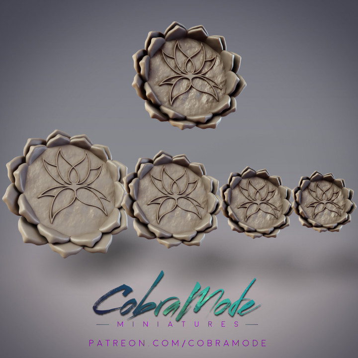 3D Printable Lotus Base Pack (4pc) by CobraMode