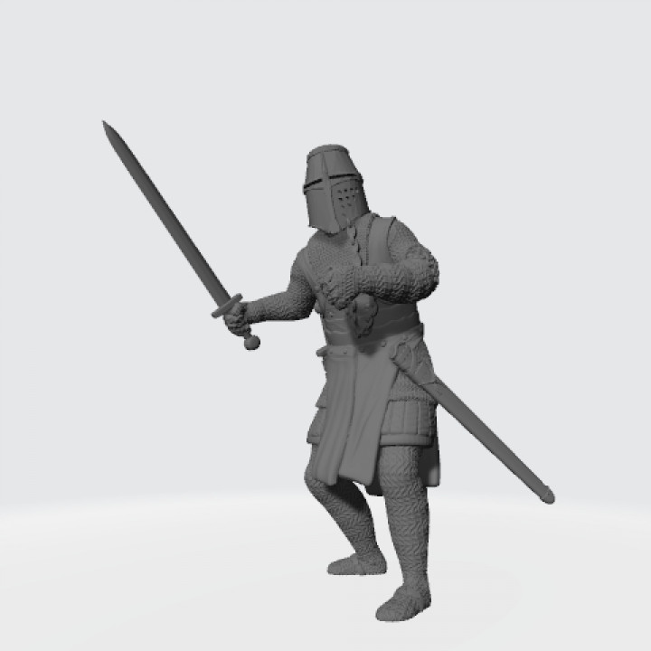 3D Printable Medieval knight with great helmet and sword by Northern ...